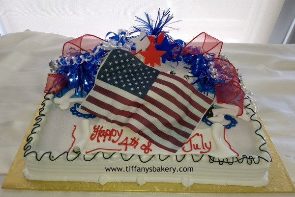 Half Sheet with 8 Inch Round Single Layer Cake - American Flag ...